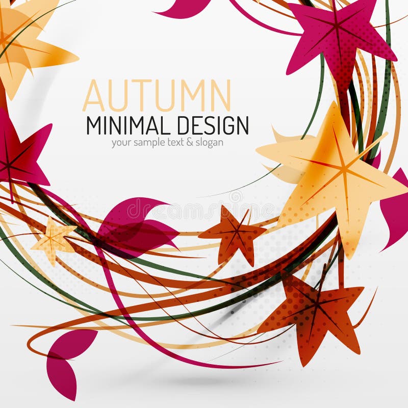 Autumn Leaves and Lines Abstract Background Stock Vector - Illustration ...