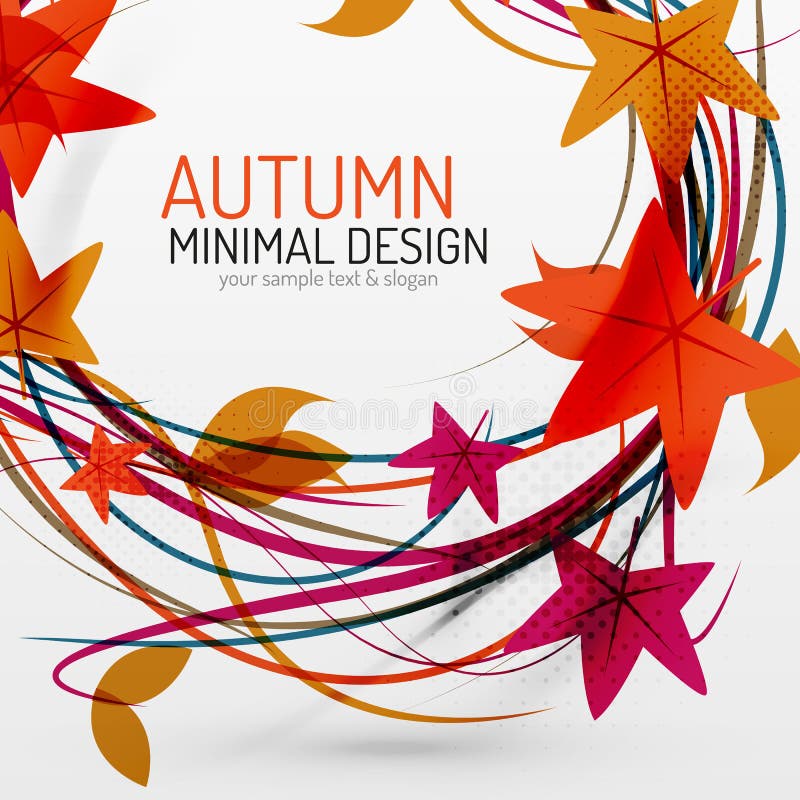 Autumn Leaves and Lines Abstract Background Stock Vector - Illustration ...