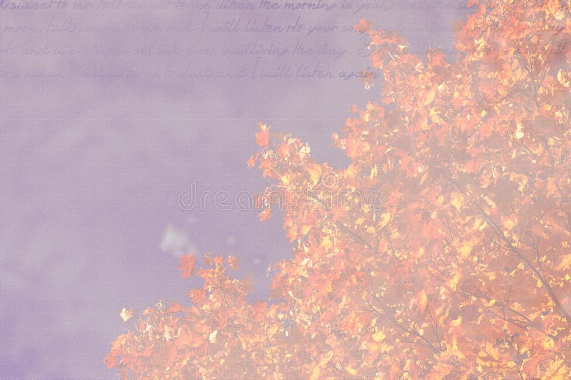 Autumn leaves with lyrics stock image. Image of blue - 37630277