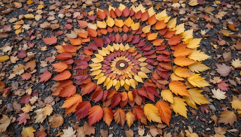 Autumn Leaves Mandala Art stock photo. Image of leaves - 372307902