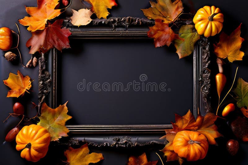 Autumn Leaves a Mirror with a Fall Themed Frame Surrounded by a Stock ...
