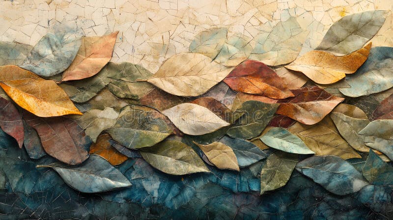 Autumn Leaves Mosaic Nature Art Fall Foliage Texture Background Stock ...