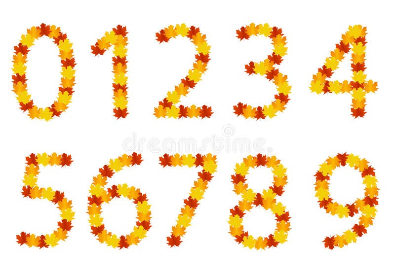 Autumn leaves numbers stock vector. Illustration of decoration - 26503394