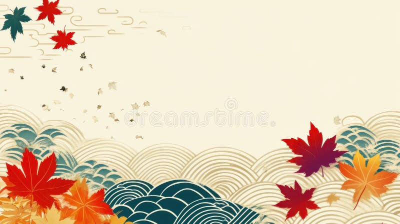 Autumn Leaves and Ocean Waves Abstract Background Design Stock Image ...