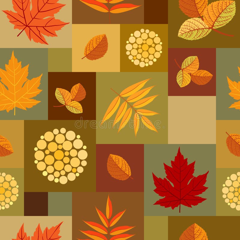 Autumn Leaves Patchwork Seamless Pattern. Stock Vector - Illustration ...
