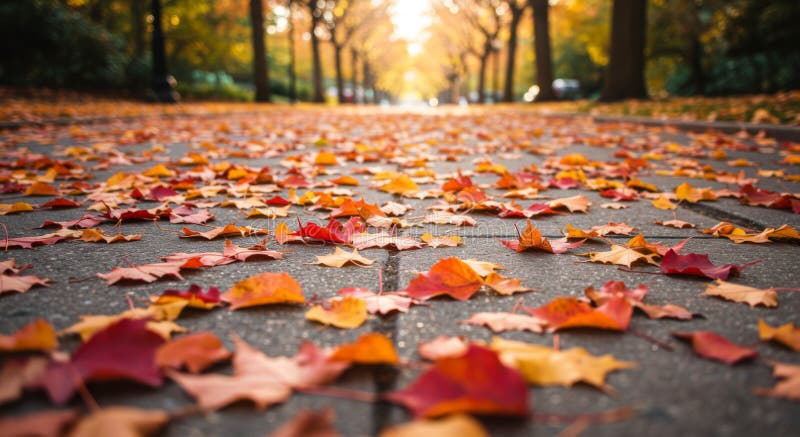 Autumn Leaves on a Pathway stock illustration. Illustration of view ...