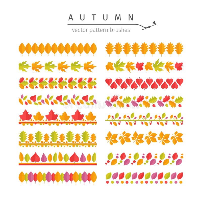 Autumn Leaves Pattern Brushes Set Ilustración del Vector - Ilustración ...