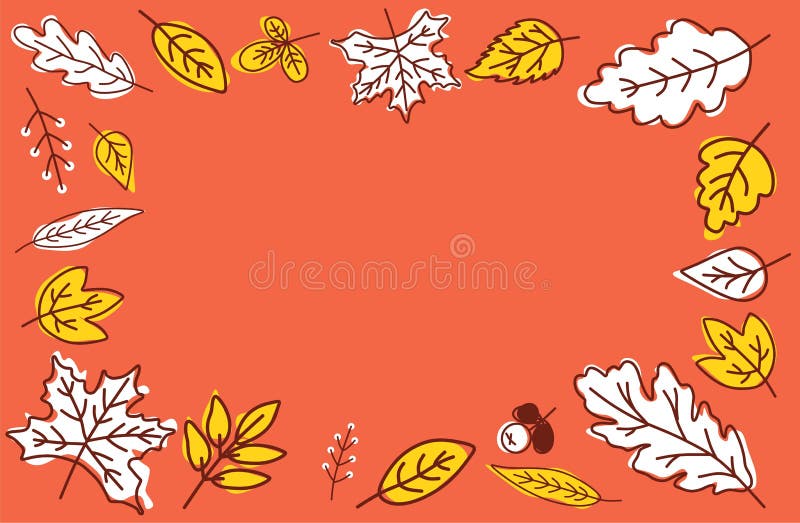 Autumn Leaves Pattern. Vector Seamless Pattern with Autumn Outline ...