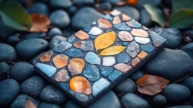 Autumn Leaves Pebble Art Journal Outdoors Stock Illustration ...