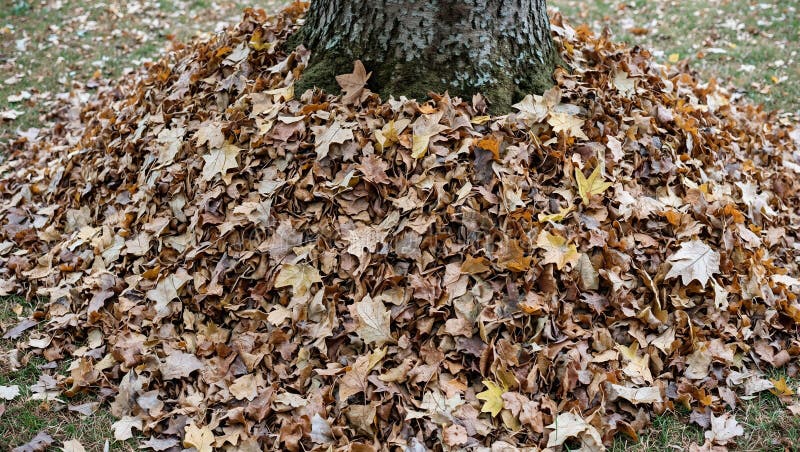 Autumn Leaves Piled at the Base of a Tree Forming a Damp Messy Heap ...