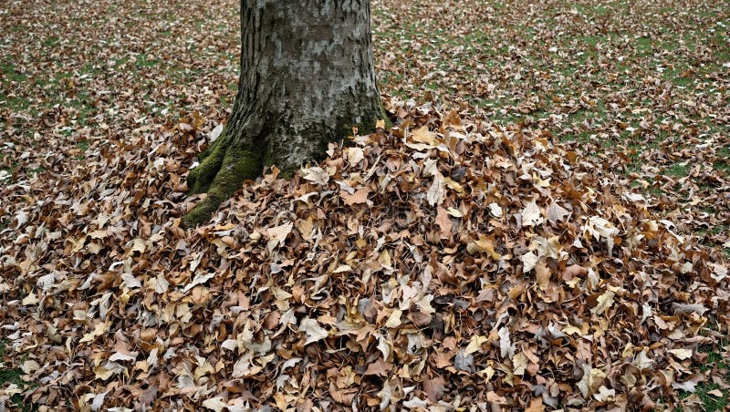 Autumn Leaves Piled at the Base of a Tree Forming a Damp Messy Heap ...