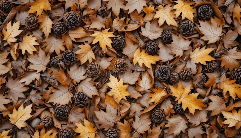 Autumn Leaves and Pinecones, Natural Texture Stock Photo - Image of ...