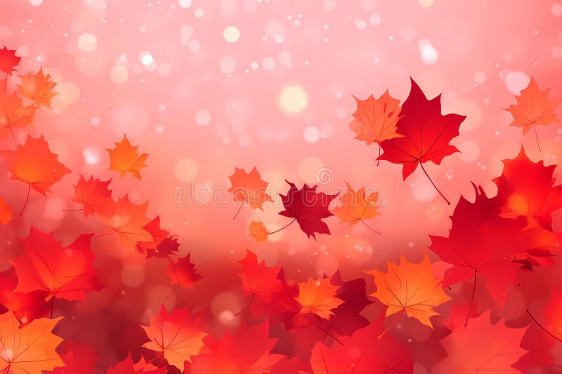 Autumn Leaves on a Pink Background AI Generation Stock Illustration ...