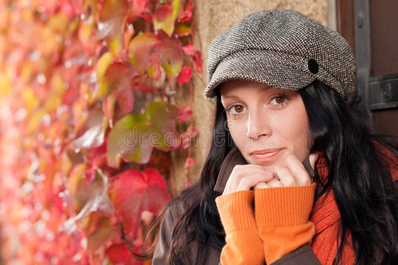 Autumn Leaves Portrait of Beautiful Female Model Stock Photo - Image of ...