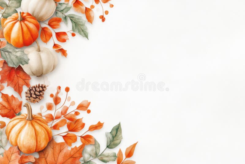 Autumn Leaves, Pumpkins, and Pinecones Create Festive Fall Design Stock ...