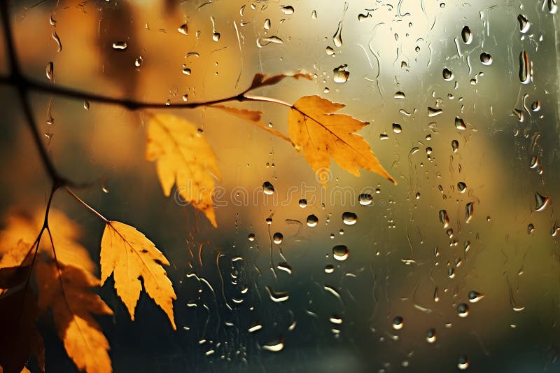 Autumn Leaves in the Rain. Generative AI Stock Illustration ...