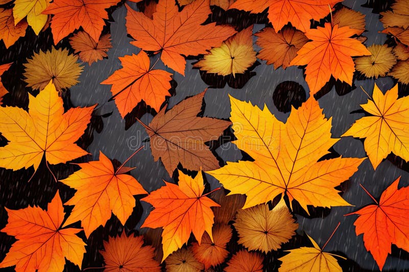 Autumn Leaves in the Rain Gigapixel Art Scale Stock Illustration ...