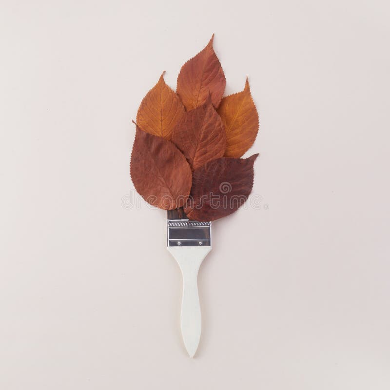 Autumn Leaves Rainbow Colors Gradient with Paintbrush. Minimal Concept ...