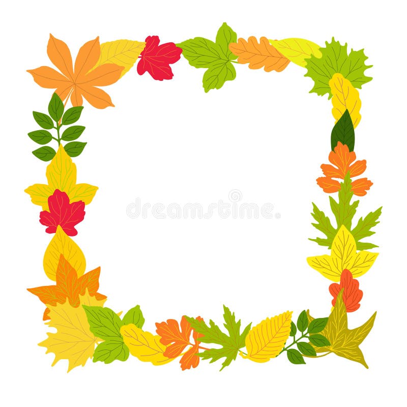 Autumn Leaves Rectangular Frame Simple Vector Minimalist Concept Flat ...