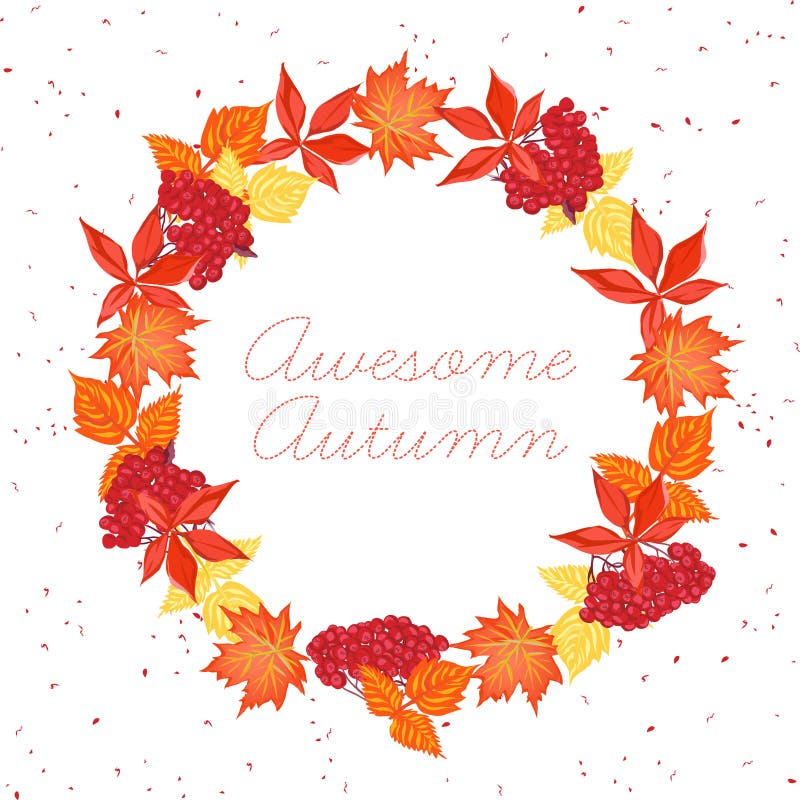 Autumn Leaves Round Design Vector Frame Stock Vector - Illustration of ...
