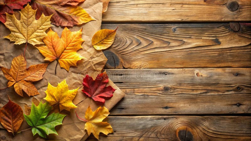 Autumn Leaves on Rustic Wood Background, Perfect for Fall Themed ...
