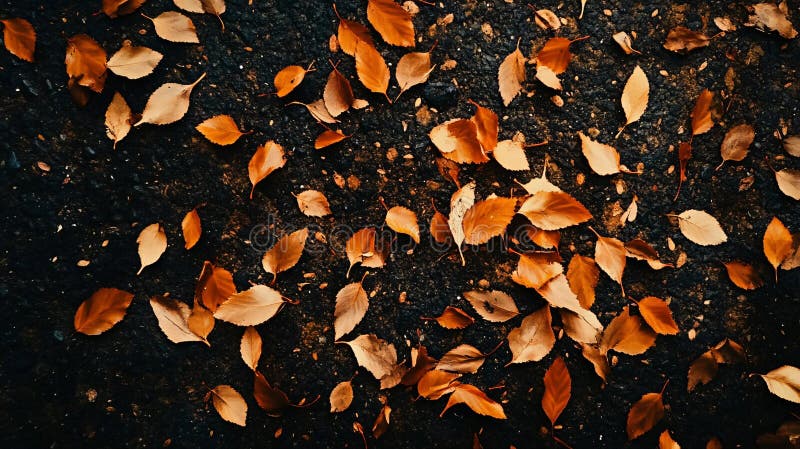 Autumn Leaves Scattered on Dark Ground: Fall High Quality Image Stock ...