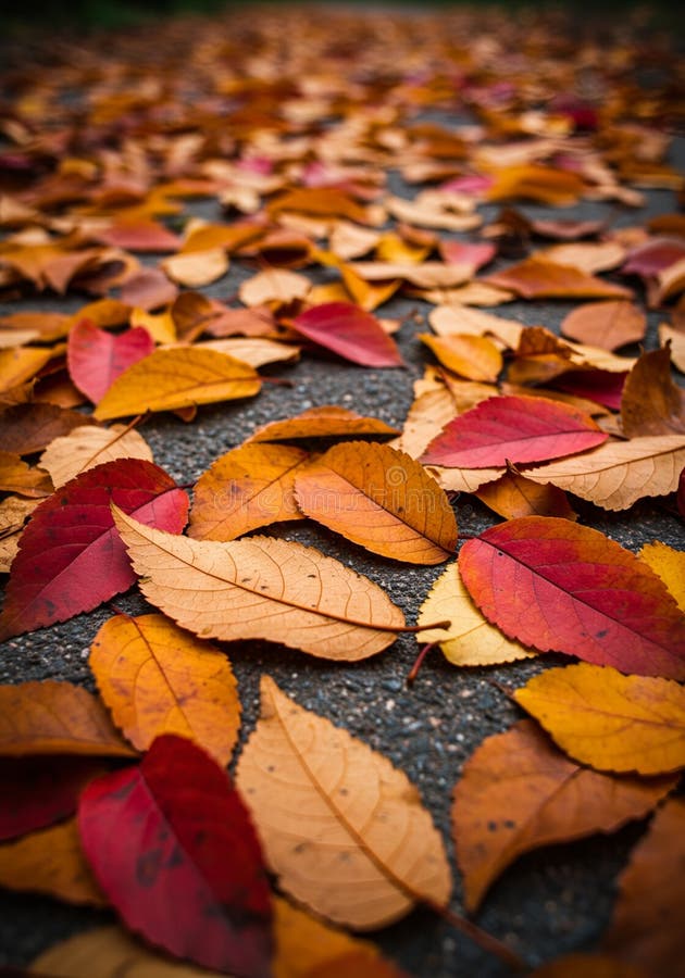 Autumn Leaves Scattered on a Path Stock Illustration - Illustration of ...