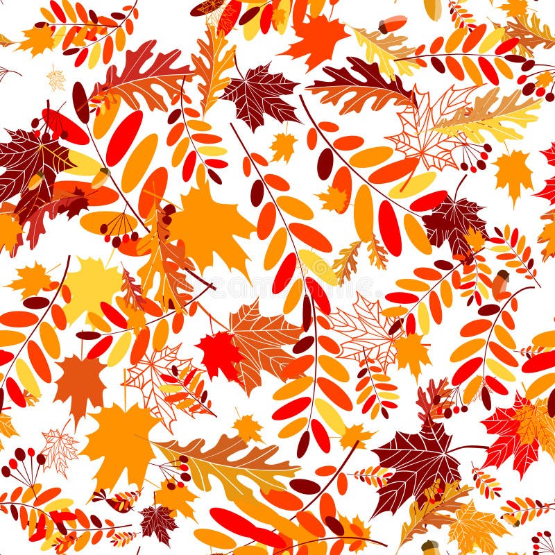 Seamless Autumn Fall Leaves Pattern Vector Stock Vector - Illustration ...