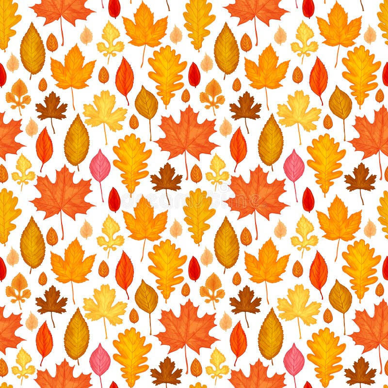 Autumn leaves seamless stock vector. Illustration of wallpaper - 124938627