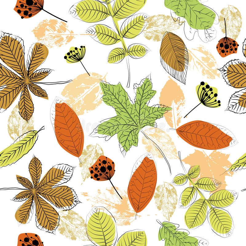 Autumn Leaves Background. Seamless Pattern. Vector Illustration. Fall ...
