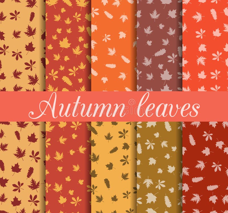Autumn Leaves Seamless Pattern Set. For Wallpaper, Bed Linen, Tiles ...