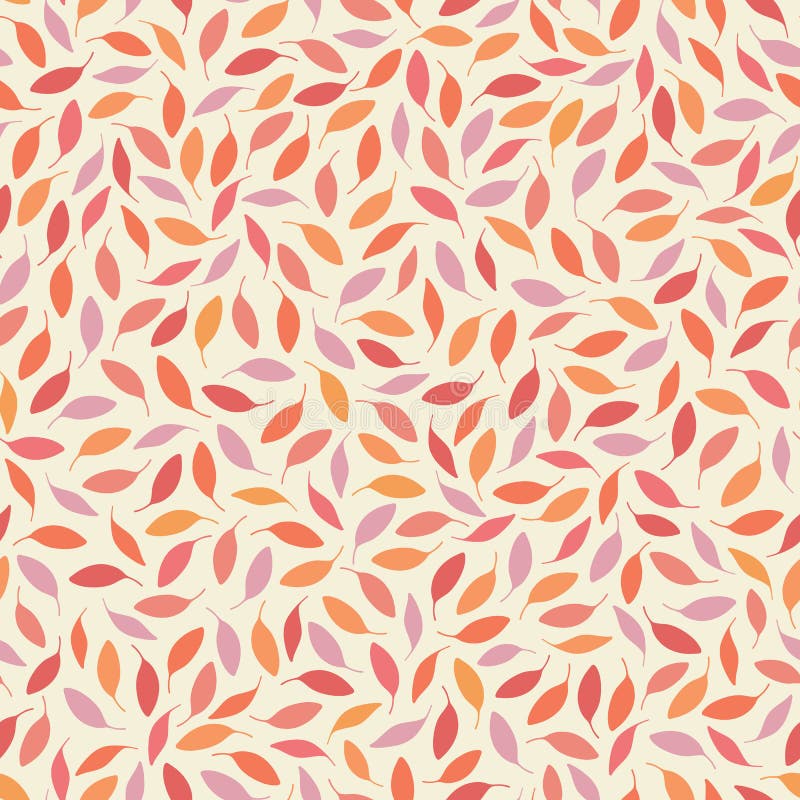 Autumn Leaves Seamless Repeat Pattern in Orange, Red and Pink. Vector ...