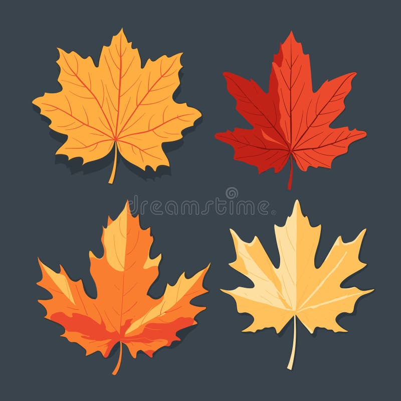Autumn Leaves Set Isolated, Vector Illustration Stock Vector ...