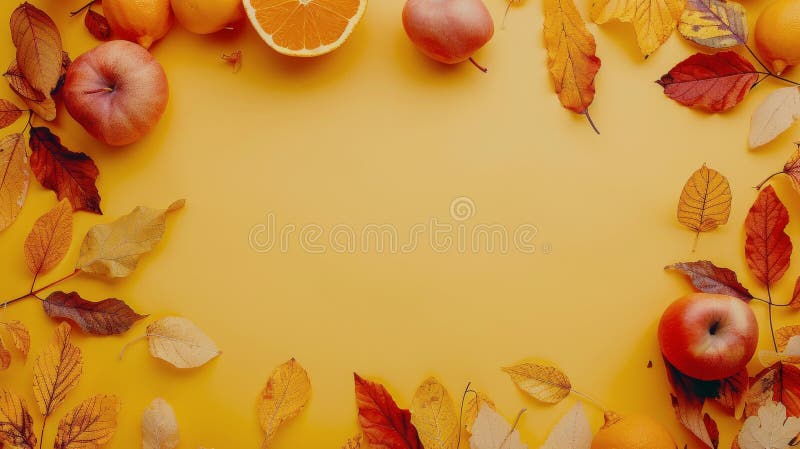 Autumn Leaves and Shadows on Tan Background Stock Photo - Image of ...