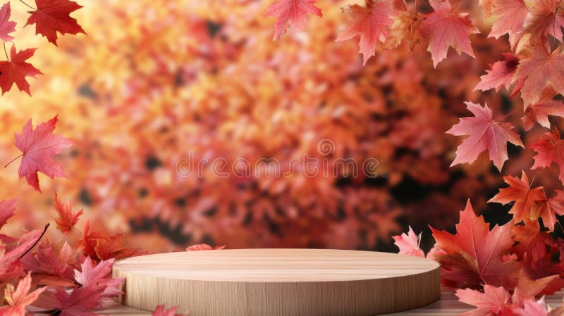 Autumn Leaves Showcase, Wooden Display with Fall Foliage Stock ...