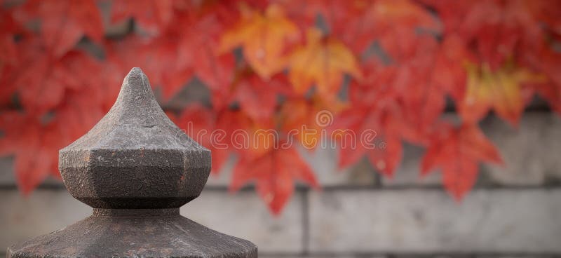 Autumn Leaves and Stone Pillar Stock Illustration - Illustration of ...