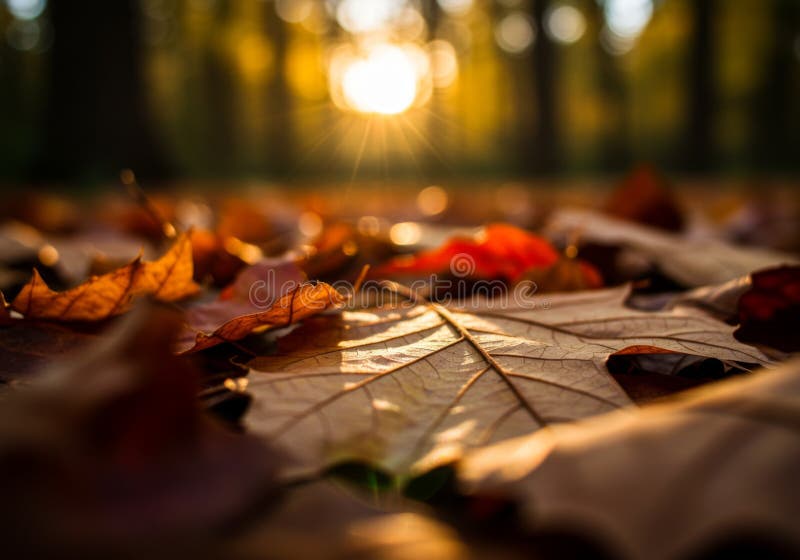 Autumn Leaves in Sunlight: Close-Up of Fall Foliage Stock Illustration ...