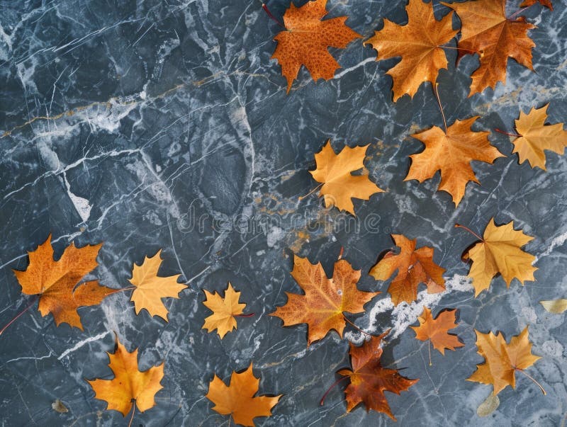 Autumn Leaves on Table stock image. Image of marble - 360003423