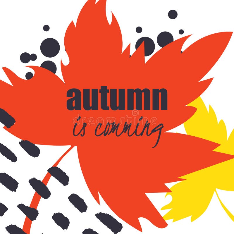 Autumn Leaves with Text on a Hand Drawn Background. Abstract Template ...