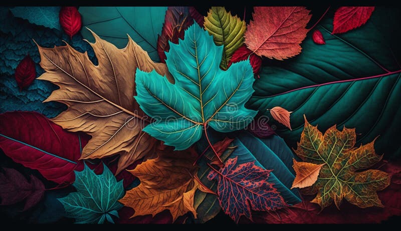 Autumn Leaves on Tree Branch Vibrant Multi Colored Generated by AI ...