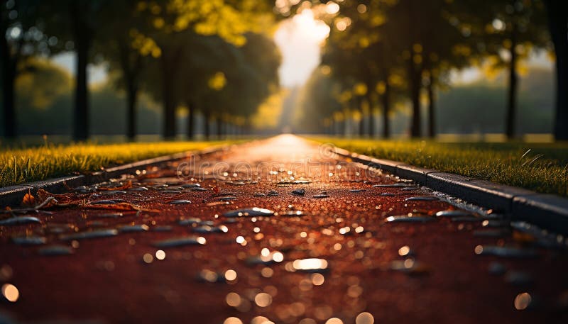 Autumn Leaves on Tree, Vanishing Point in Nature Generated by AI Stock ...