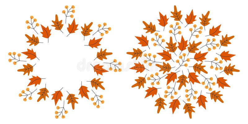 Autumn Leaves and Twigs Circular Frame Border and Background Texture ...
