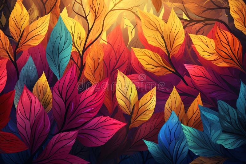 Autumn Leaves in Various Colors and Shapes Vector Fall Background Stock ...