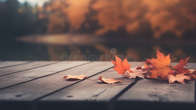 Autumn Leaves on Wooden Dock Stock Illustration - Illustration of ...