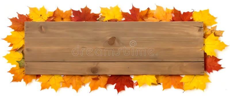 Autumn Leaves Wooden Sign Board Border Frame for Message or Text Stock ...