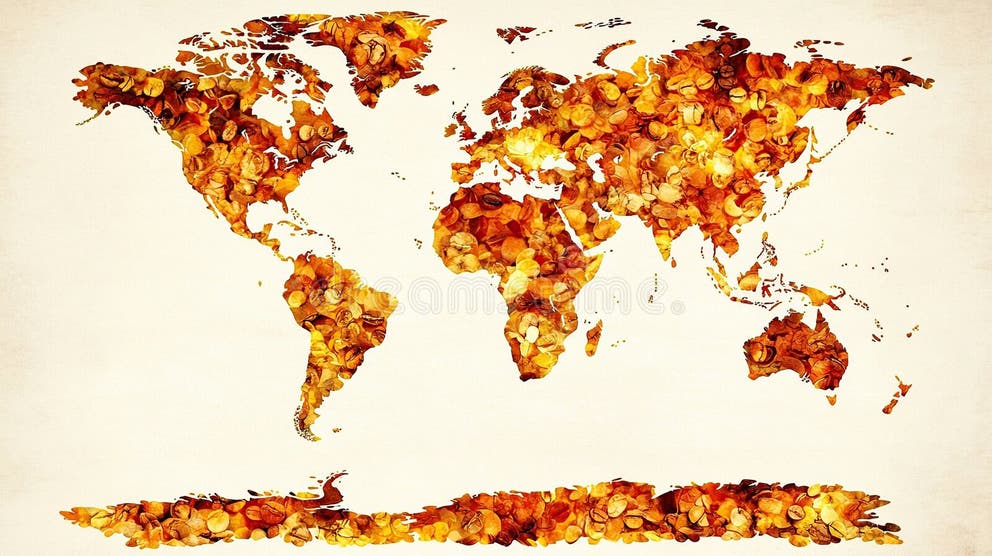 Autumn Leaves World Map, Textured Background, Global Fall Stock Image ...