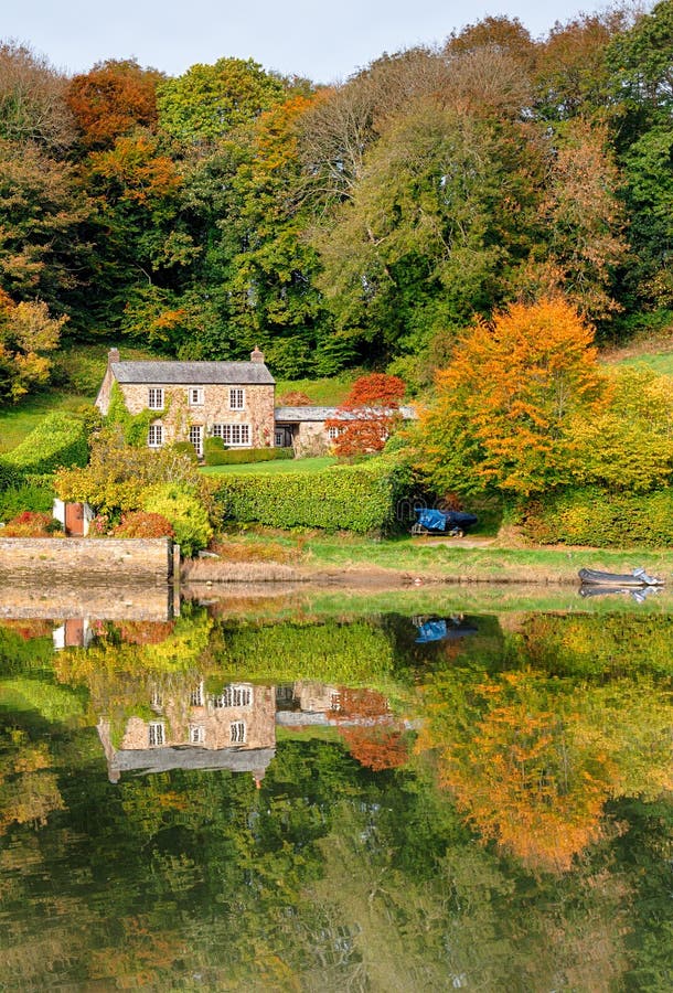 Autumn at Lerryn in Cornwall Stock Photo - Image of green, cottage ...
