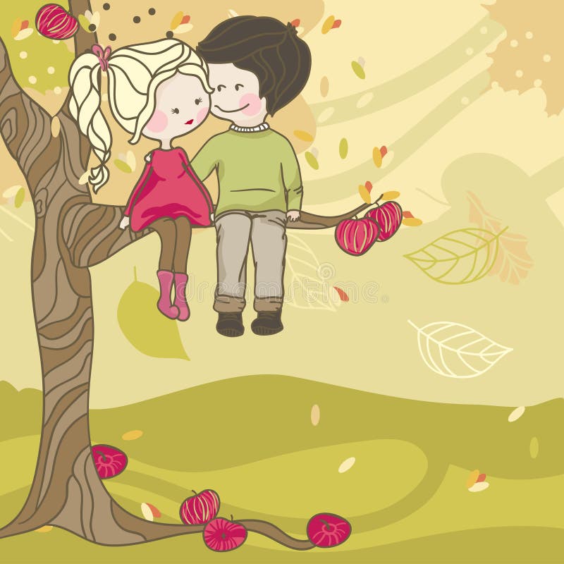 Autumn love card stock vector. Illustration of cute, design - 28081184