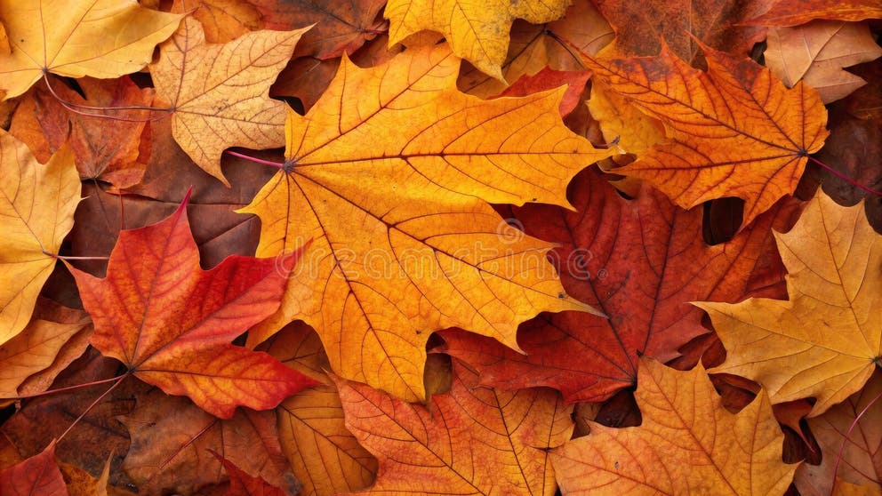 Autumn Maple Leaf Composition Overhead View of Red and Gold Foliage ...