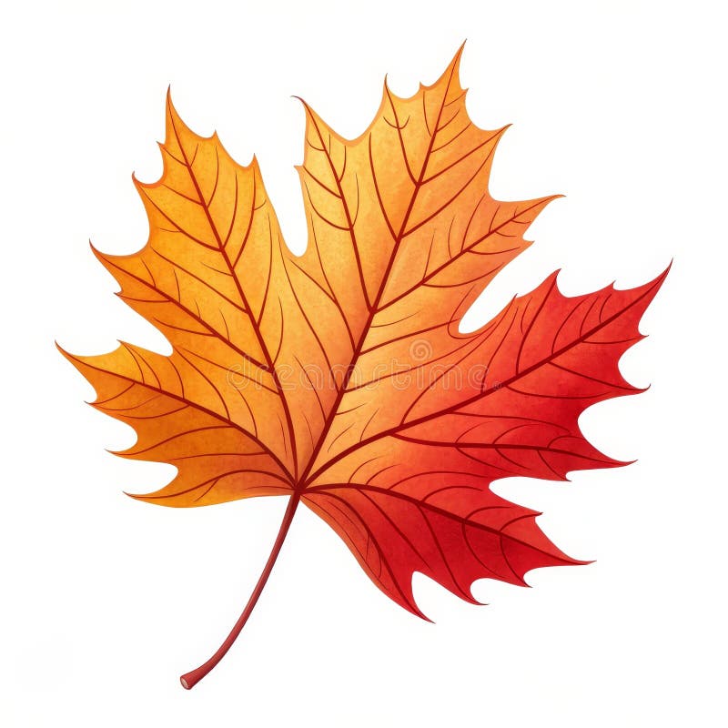 Autumn Maple Leaf Digital Painting, Orange Red Gradient, Fall Foliage ...